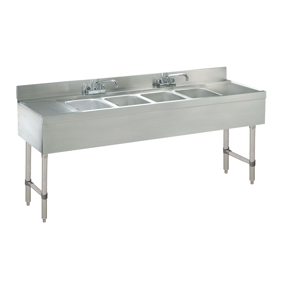 Advance Tabco SLB-74C-X 84" 4-Compartment Sink w/ 10"L x 14"W Bowl, 10 ...