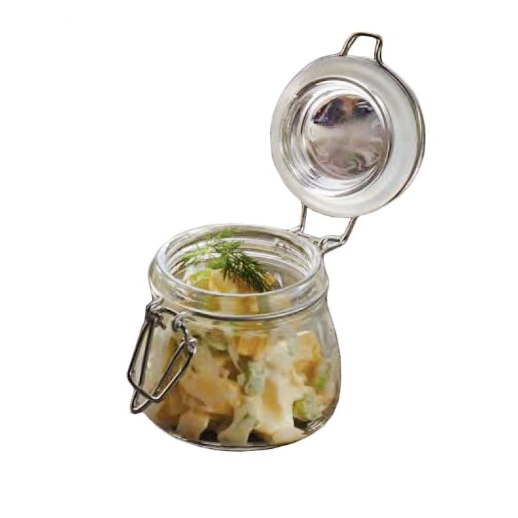 American Metalcraft HMMJ5 5 oz Mini Mason Jar With Hinged Lid Glass American Metalcraft HMMJ5 5 oz Mini Mason Jar With Hinged Lid Glass