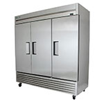 True T-72 78.13" Three Section Reach-In Refrigerator, (3) Solid Door 115v