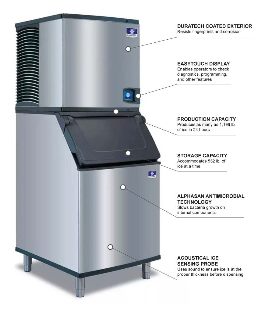 Manitowoc Ice IDT1200A/D570 1196 lb Indigo NXT™ Full Cube Ice Maker w ...