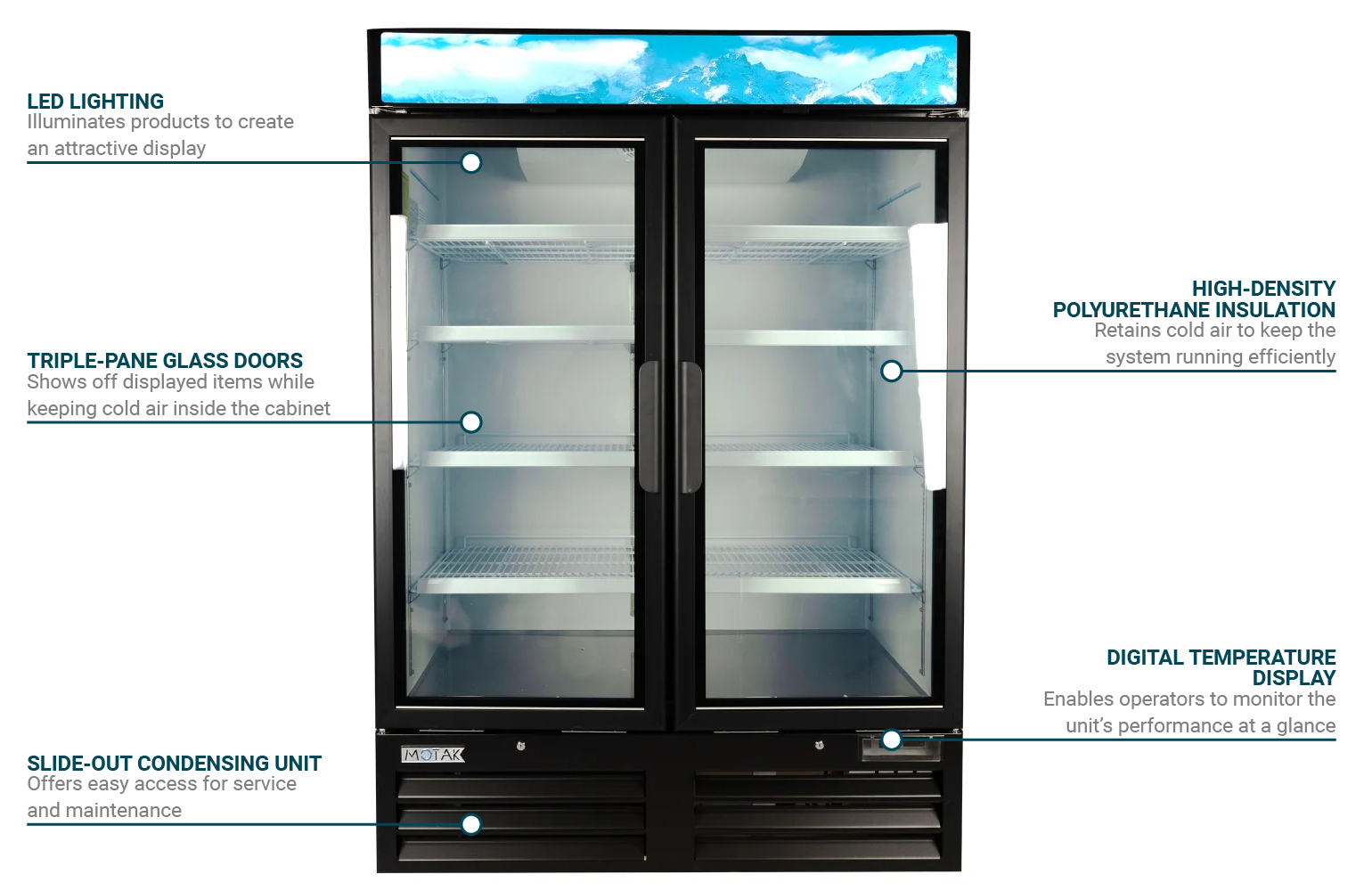 Centaur CGD-2DF-48 53 9/10" Two Section Display Freezer w/ Swing Doors ...